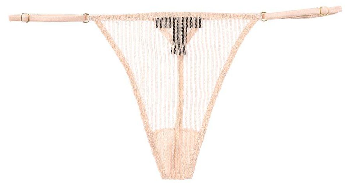 Kiki de Montparnasse Sheer Striped Lace G-String in White | Lyst UK