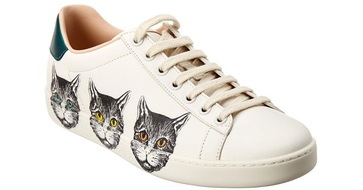 Gucci Ace Sneaker With Mystic Cat in White | Lyst