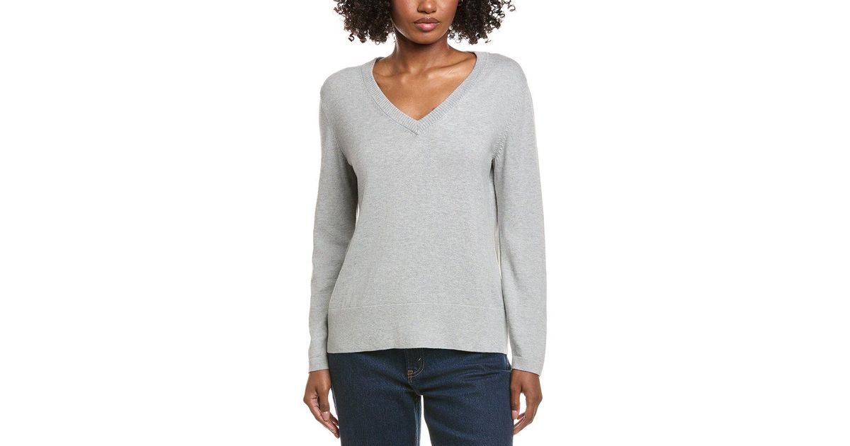 Hannah Rose Basic V-Neck Pullover in Grey | Lyst UK