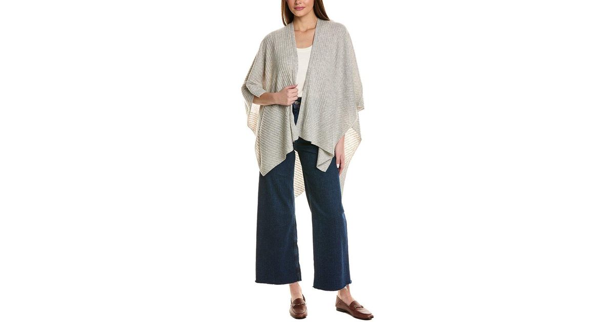 Amicale Cashmere Traveling Rib Cashmere Cape in Blue | Lyst
