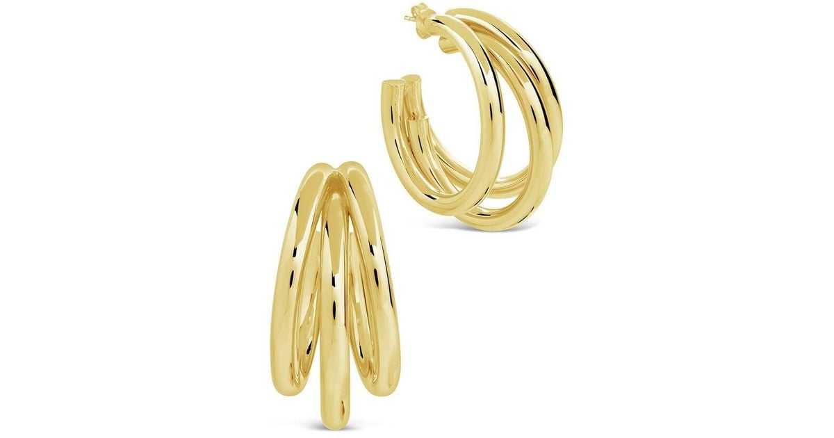 Sterling Forever 14k Plated Michaela Triple Hoops in Metallic | Lyst UK