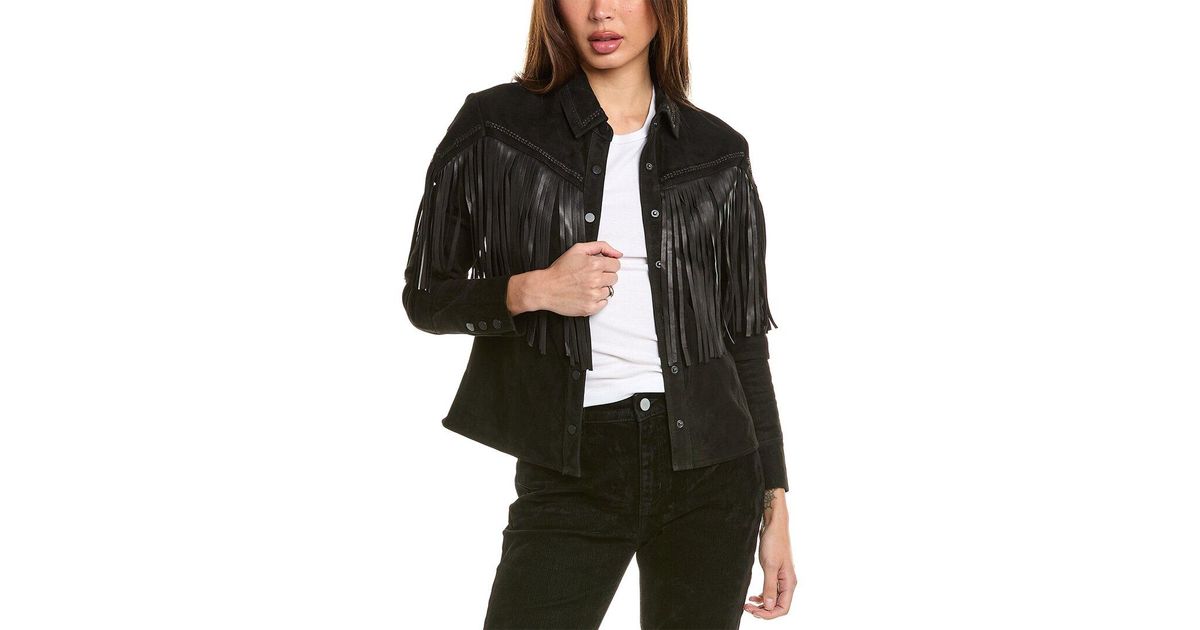 AllSaints Cleo Western Suede Jacket in Black | Lyst