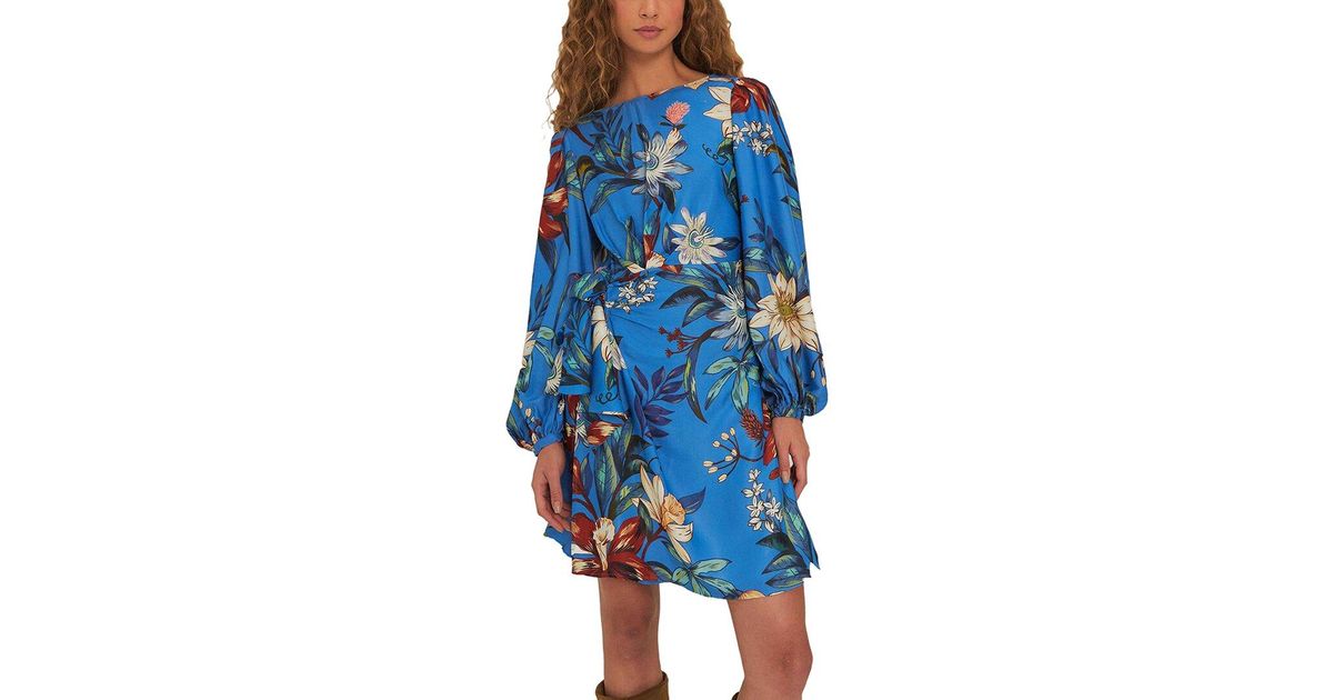 FARM Rio Surreal Flowers Wrap Mini Dress in Blue | Lyst