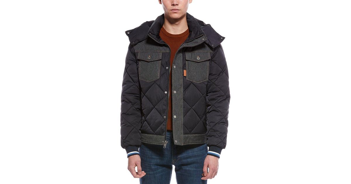 Scotch & Soda Oren Hybrid Denim Puffer Jacket in Black for Men | Lyst UK
