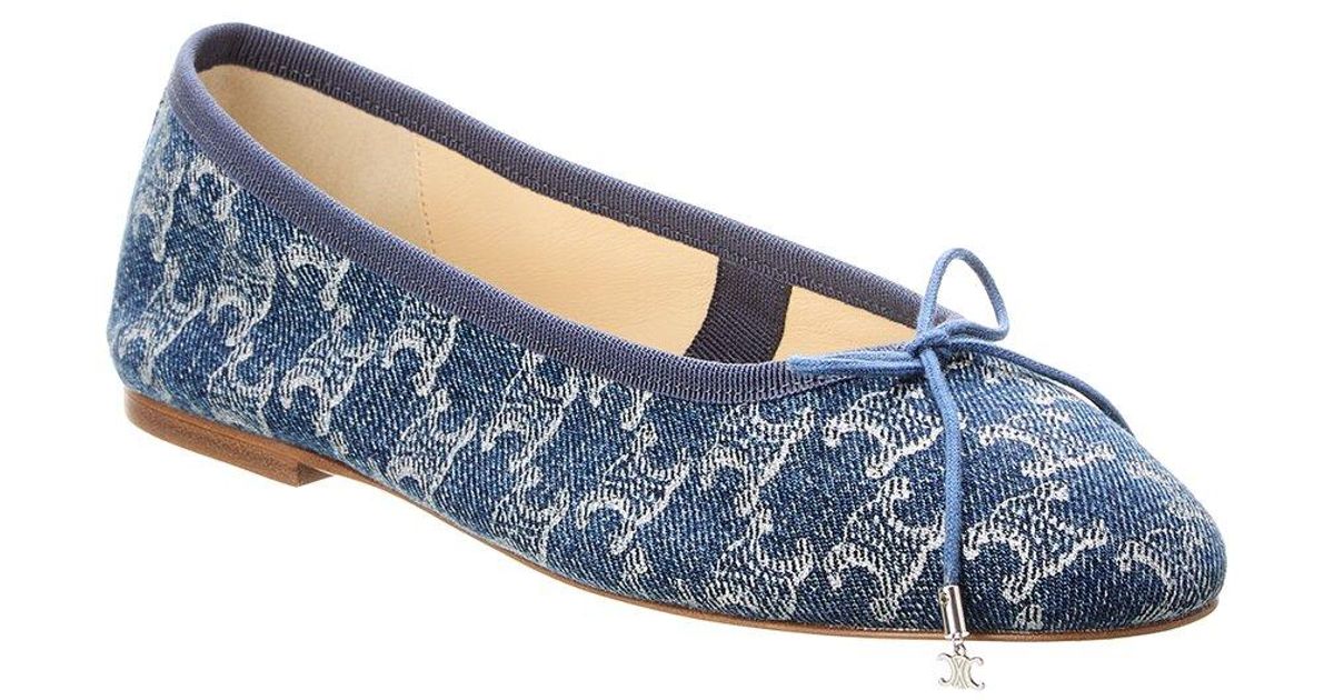 Celine Denim Ballet Flat in Blue | Lyst UK