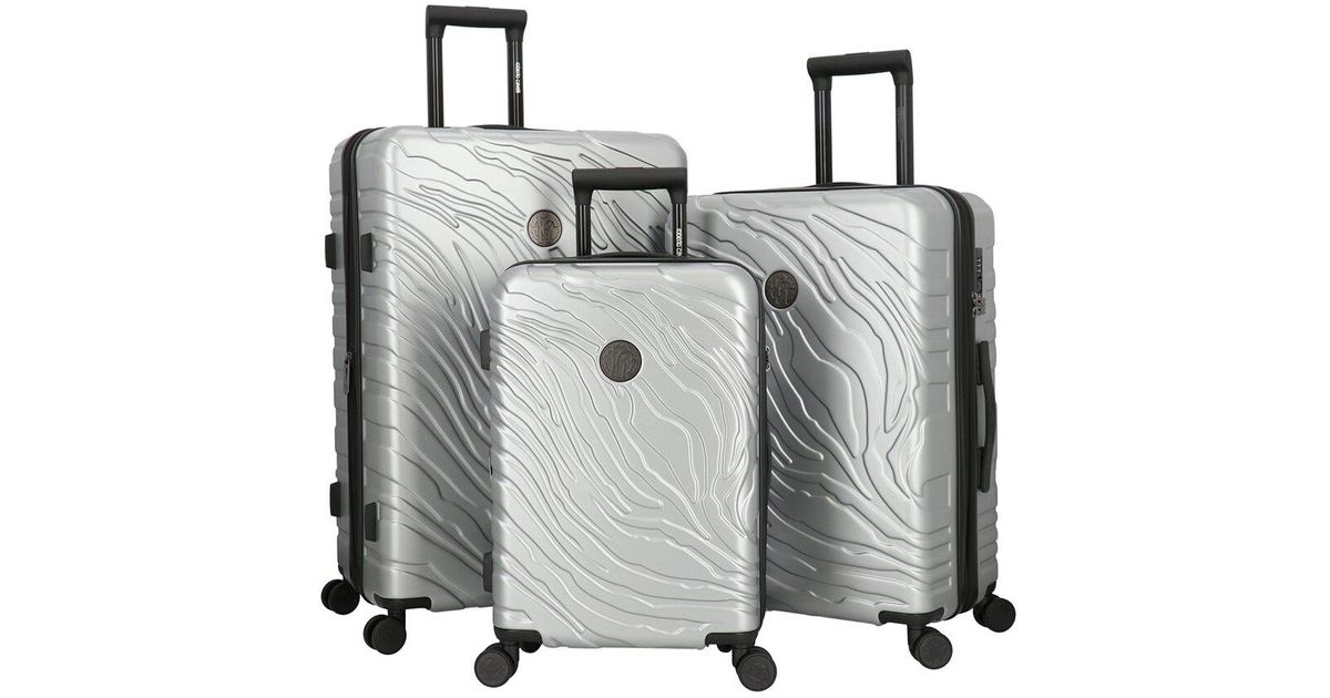 Roberto Cavalli Molded Zebra 3pc Expandable Luggage Set in Metallic | Lyst