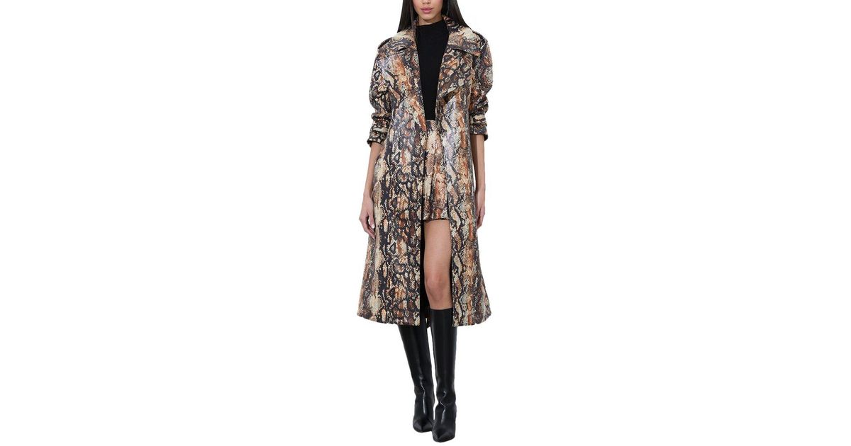 Alice + Olivia Nevada Drapey Mid Length Trench Coat in Brown | Lyst