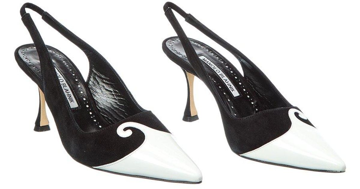 Manolo Blahnik Zaborus 70 Leather & Suede Slingback Pump (authentic Pre ...