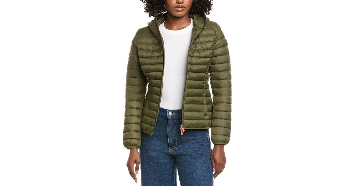 Save The Duck Vicky Short Hooded Basic Jacket in Green | Lyst UK