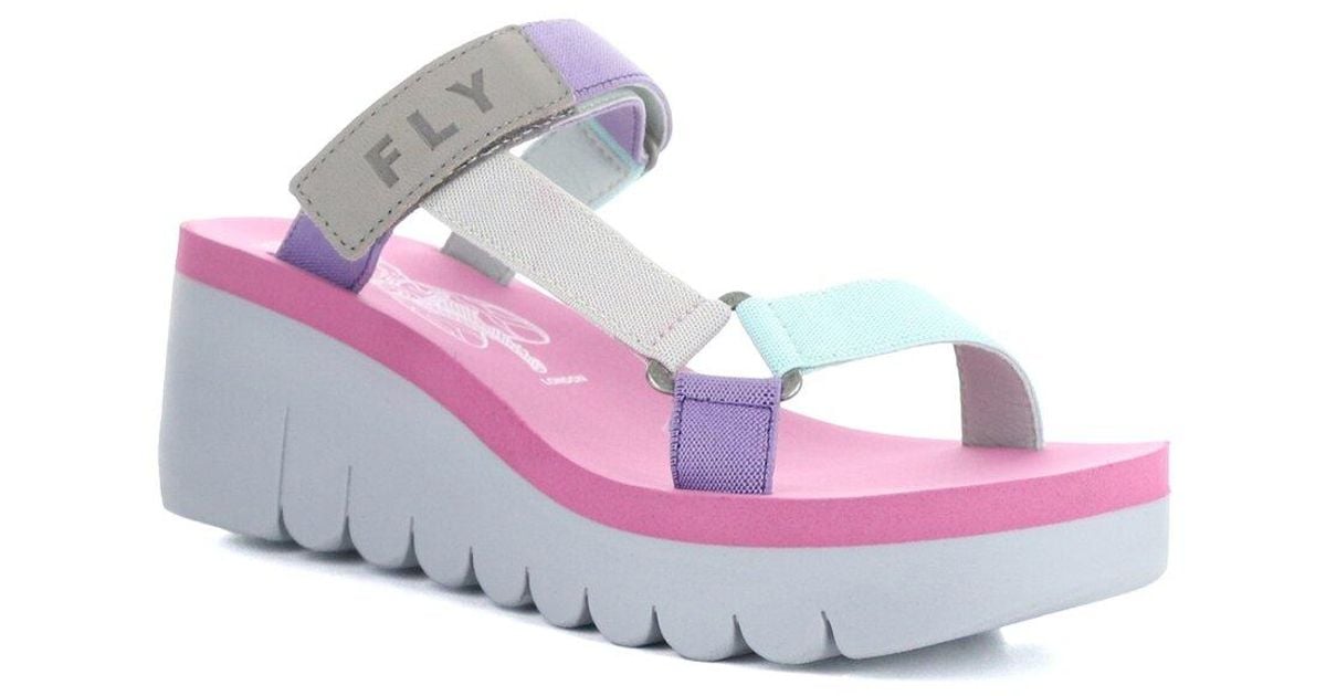 Fly London Yaka Suede Sandal in Pink | Lyst