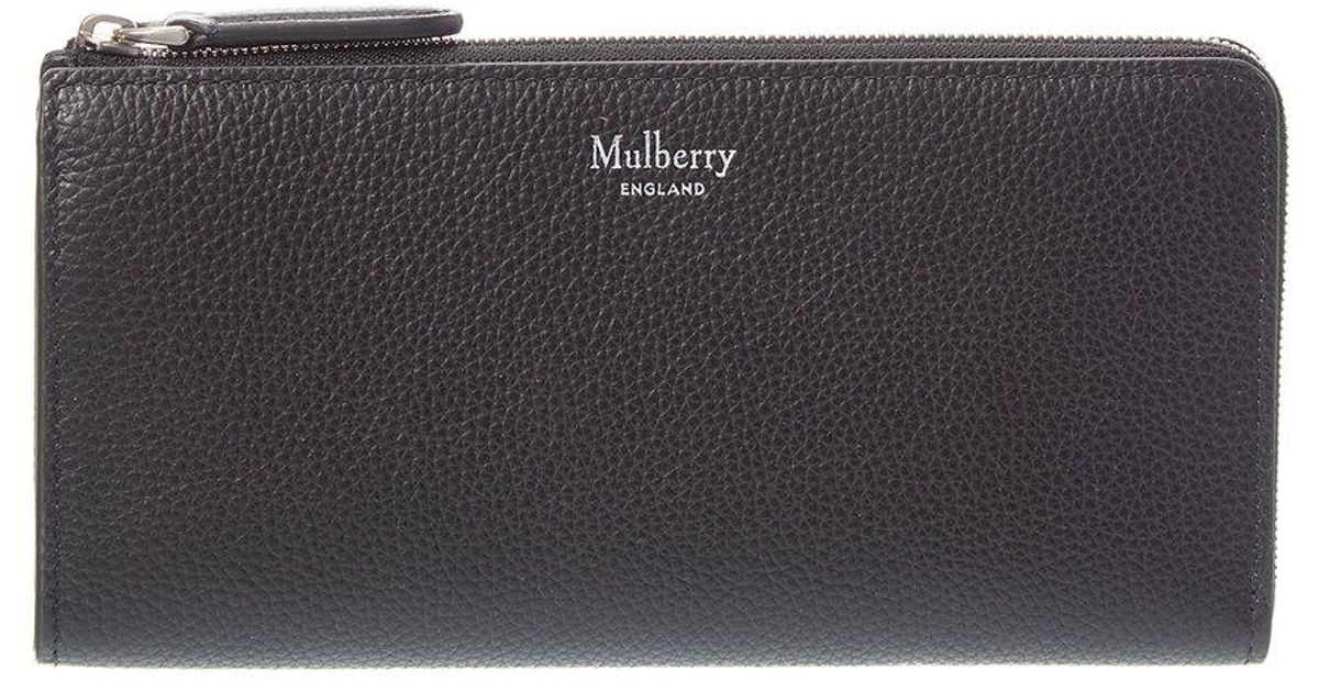 Mulberry Continental Long Leather Zip Around Wallet in Gray | Lyst