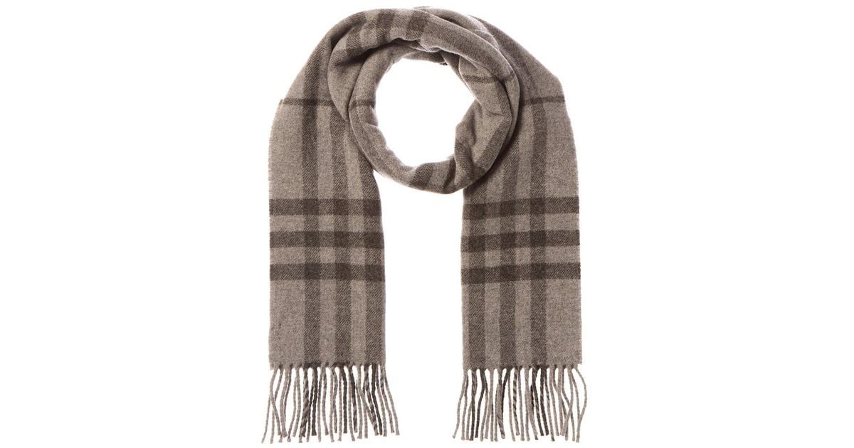 Burberry Check Wool Scarf in Grey | Lyst UK