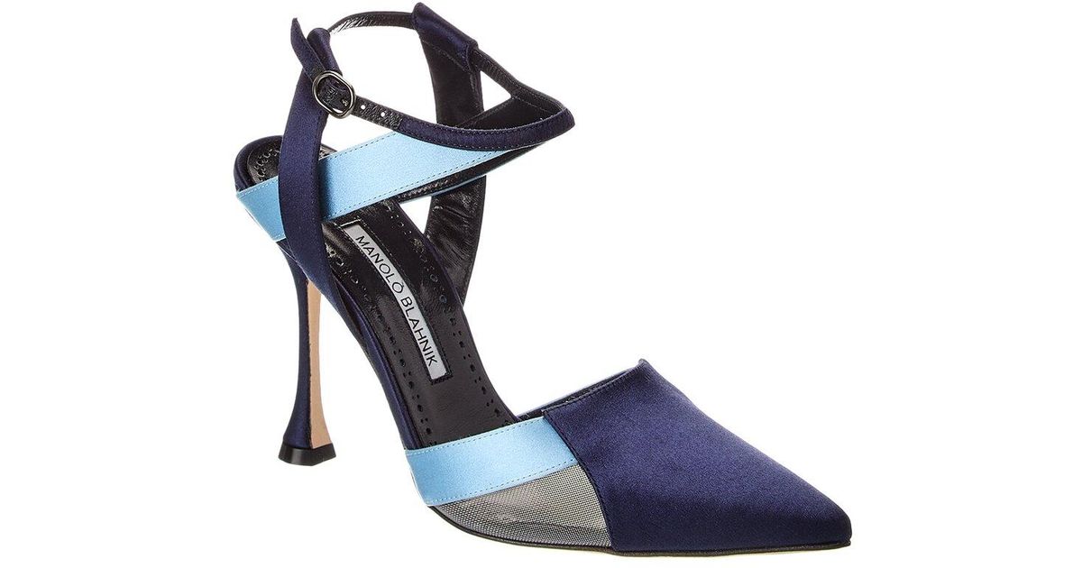 Manolo Blahnik Tamer 100 Satin Pump in Blue | Lyst UK