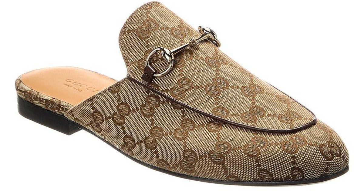 Gucci Princetown Gg Canvas Mule in White | Lyst