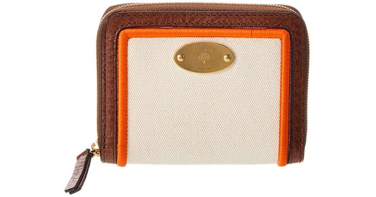Mulberry Logo Plaque Small Canvas & Leather Coin Purse in Orange | Lyst UK