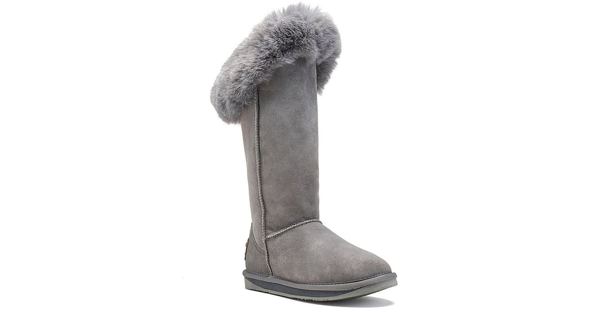 Australia Luxe Foxy Tall Suede Boot in Gray | Lyst