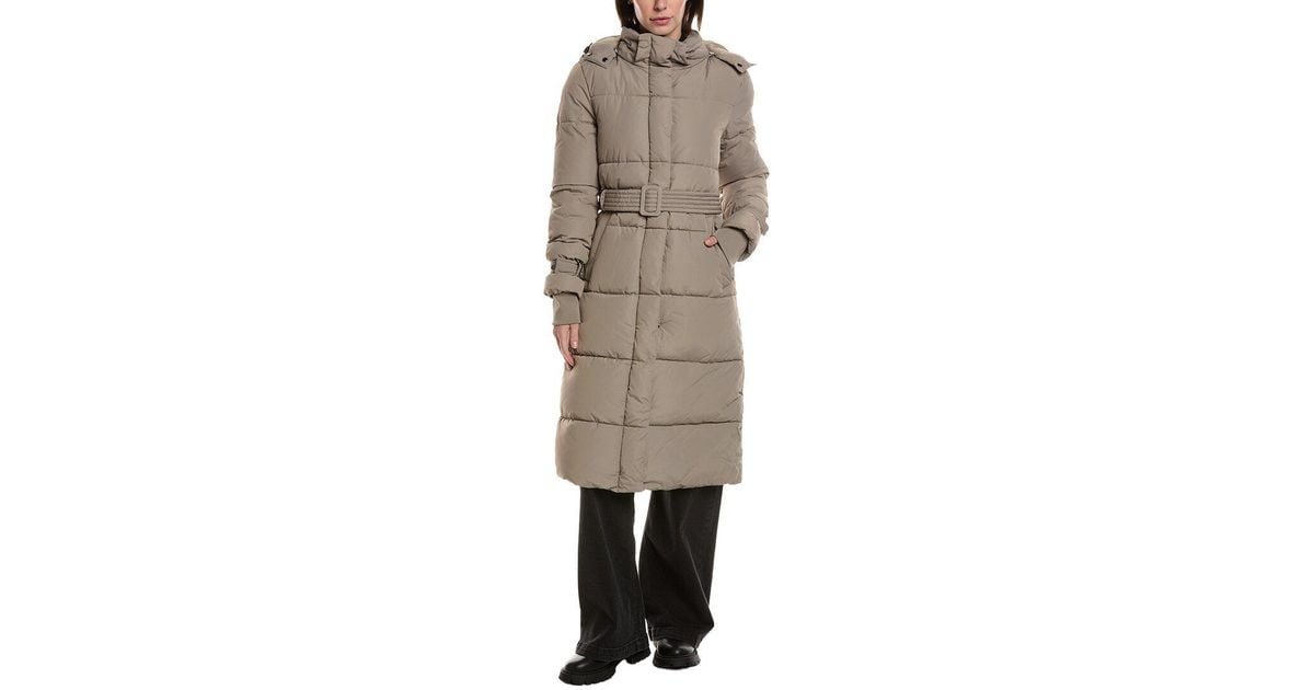Noize Long Puffer Jacket in Natural | Lyst UK