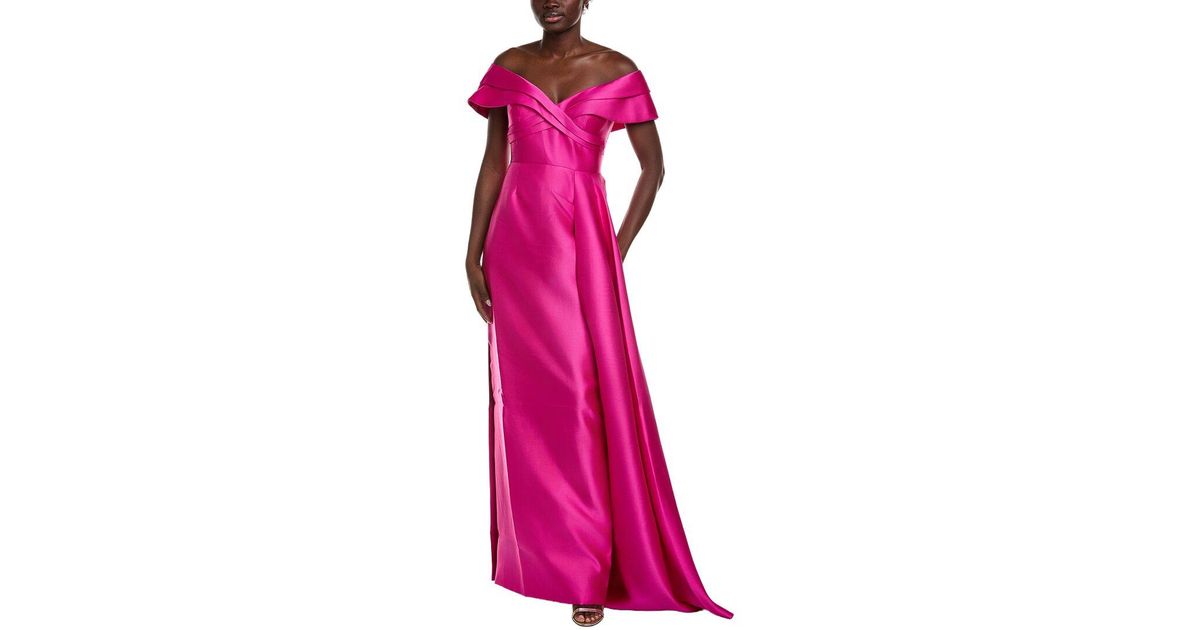 Rene Ruiz Draped Mikado Gown in Pink | Lyst UK