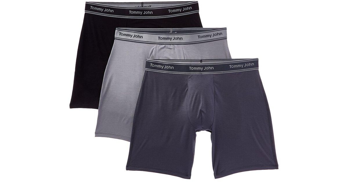 Tommy John Set Of 3 Essential Luxe Bamboo Boxer Brief in Blue for Men ...