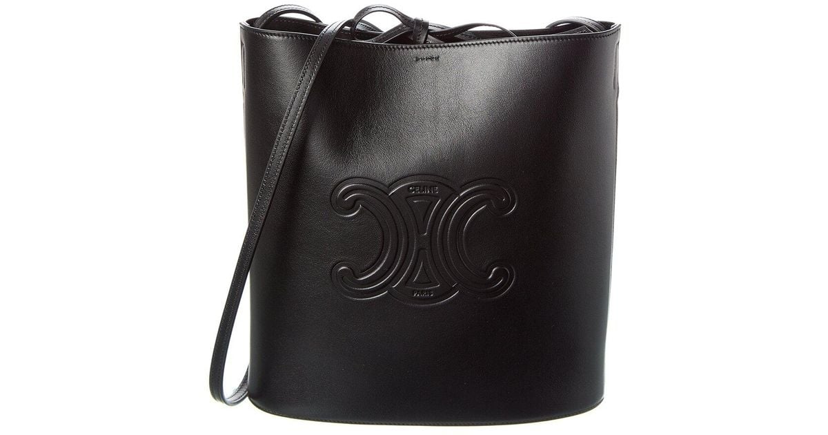 Celine Small Leather Bucket Bag in Black | Lyst UK
