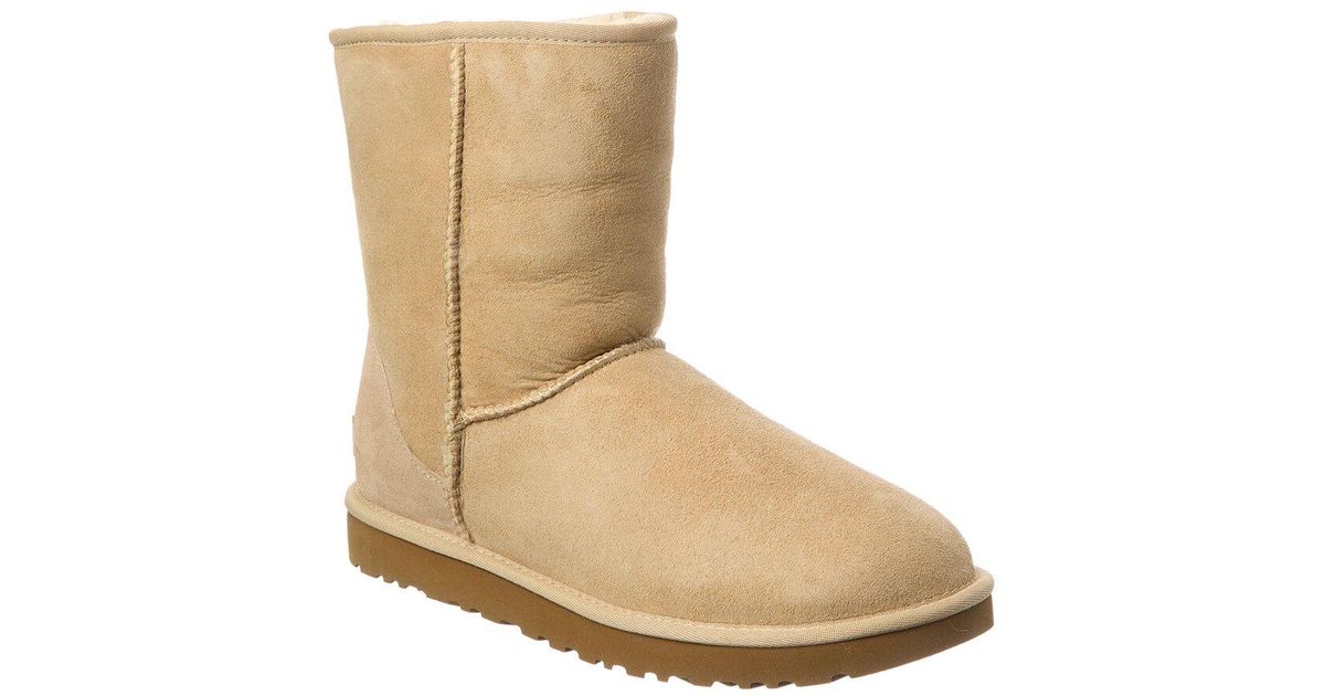 UGG Classic Short Ii Suede & Shearling Boot in Natural | Lyst