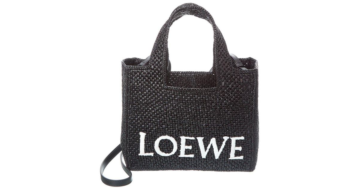 Loewe Font Small Raffia Tote in Black | Lyst UK