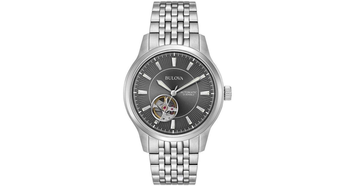 Bulova Skeleton Watch in Gray for Men | Lyst