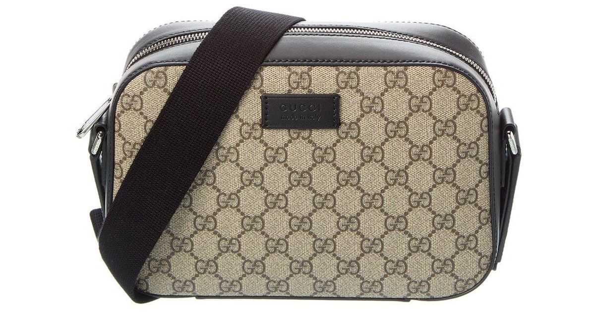 Gucci Gg Supreme Canvas & Leather Camera Bag in Gray | Lyst