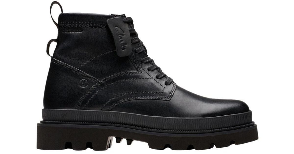 Clarks Badell Hi Wp Leather Boot in Black for Men | Lyst UK