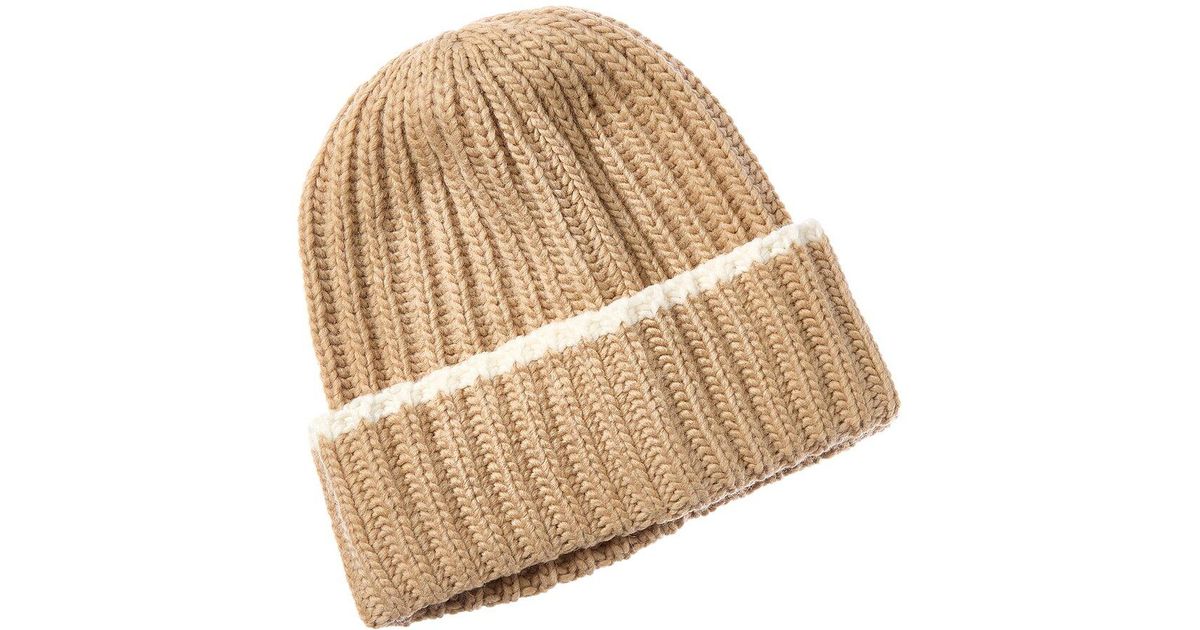 Portolano Contrast Color Wool-Blend Beanie in Natural | Lyst UK