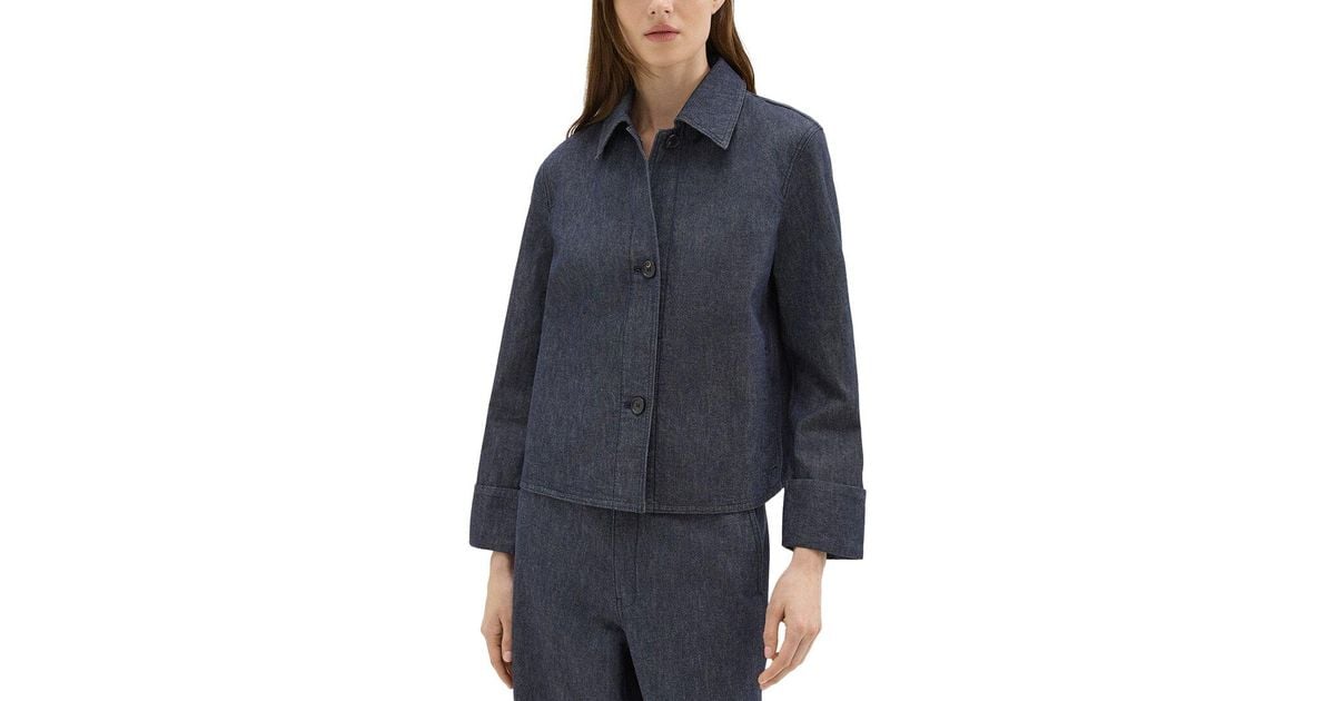 Theory Boxy Cuff Jacket in Blue | Lyst UK