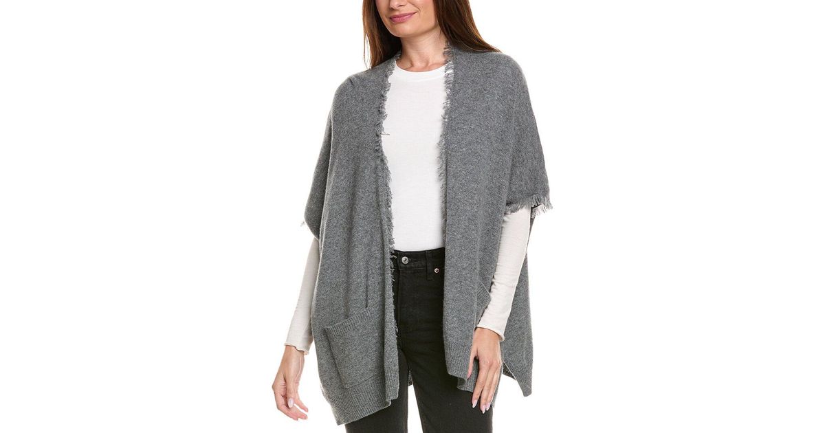 Amicale Cashmere Knit Cashmere Cape in Grey | Lyst UK