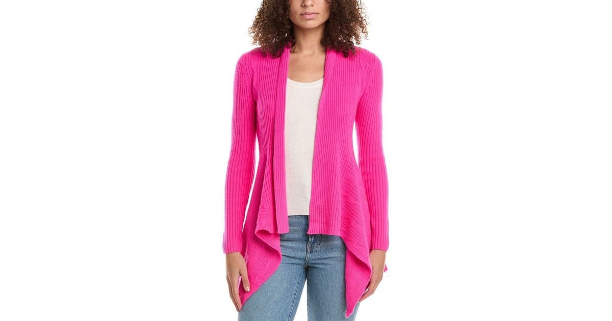 Autumn Cashmere Cable Drape Cashmere & Wool-blend Cardigan in Pink | Lyst
