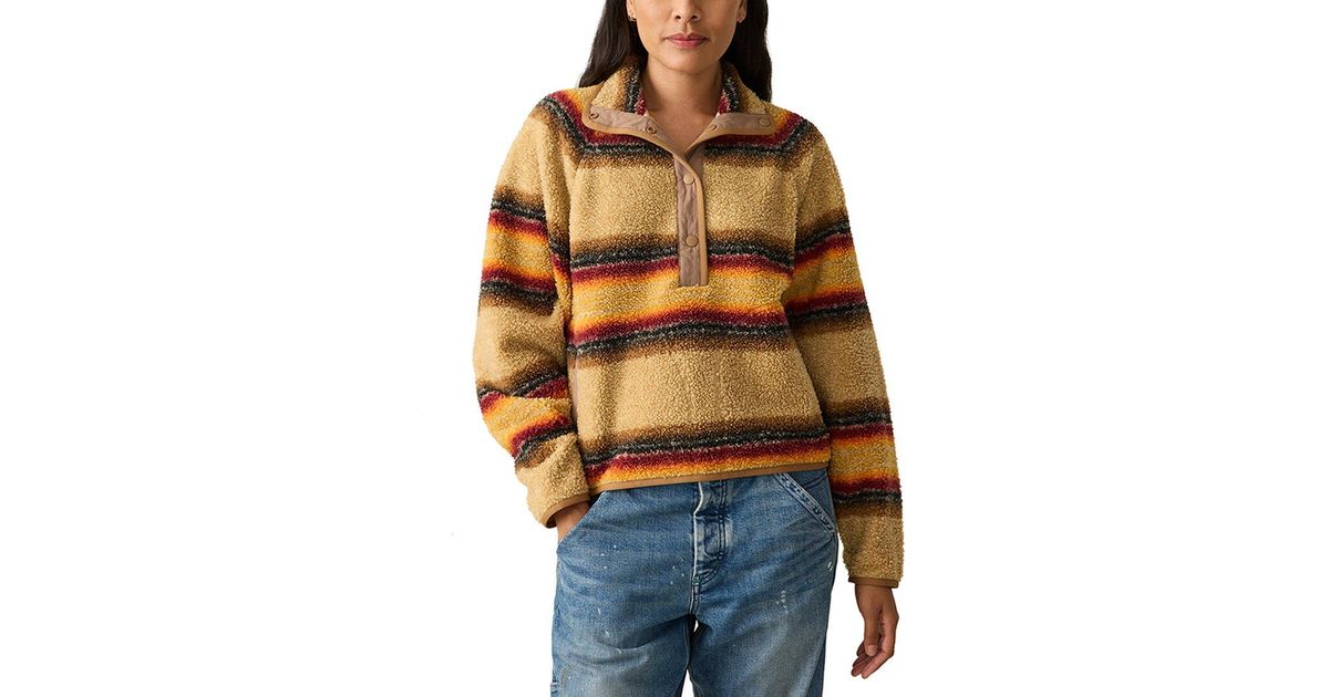 Faherty Fireside Fleece Popover Jacket in Blue | Lyst UK