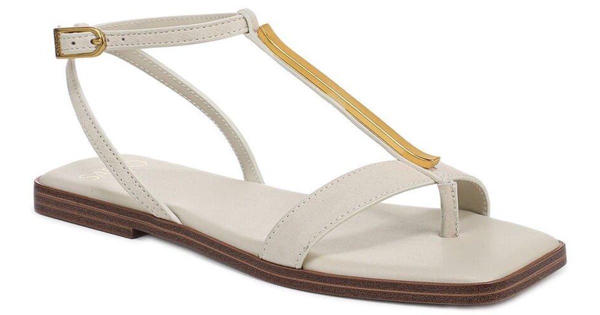 Franco Sarto Logan Leather Thong in White | Lyst