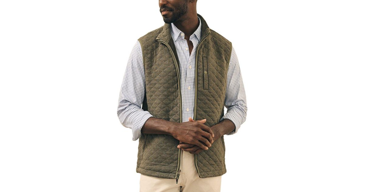 Faherty Epic Quilted Fleece Vest in Green for Men | Lyst