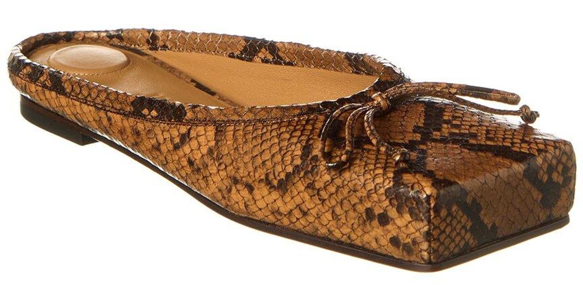 Jacquemus Snake-Embossed Leather Ballet Flat in Brown | Lyst