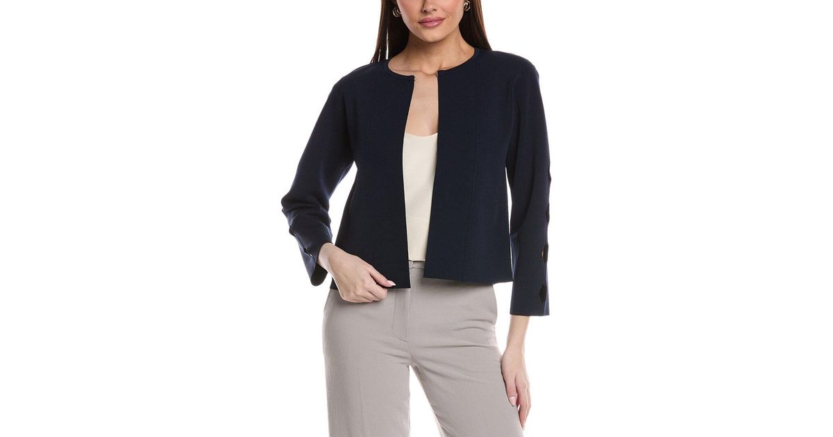 St. John Elascose Half Milano Knit Jacket in Blue | Lyst