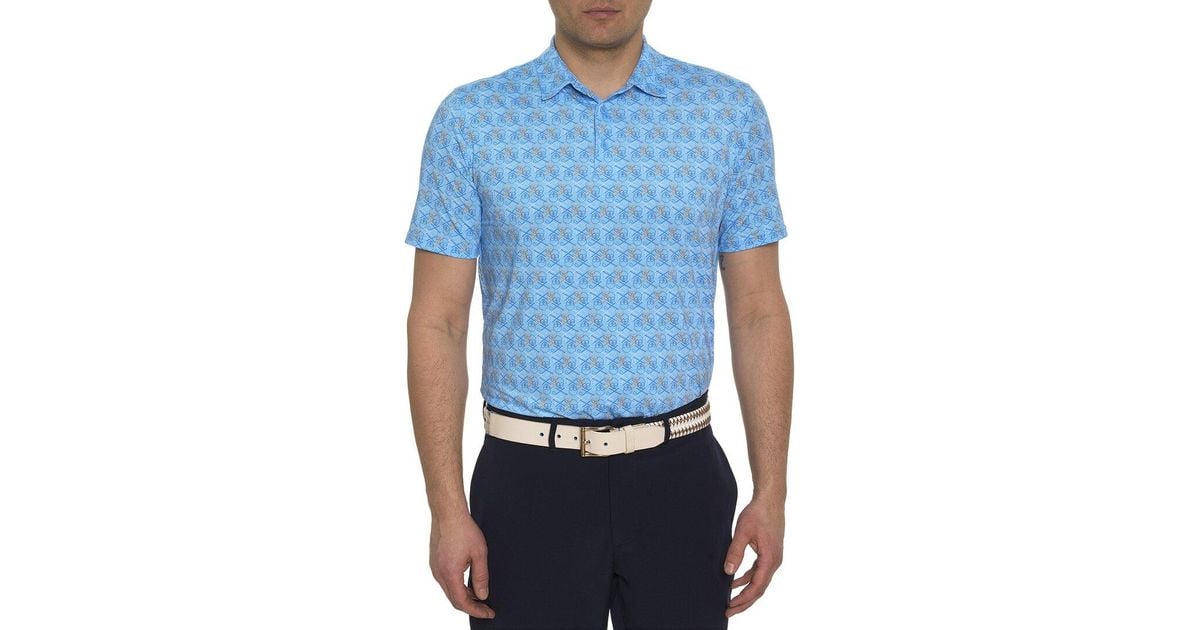 Robert Graham Iron Skull Knit Polo Shirt in Blue for Men | Lyst