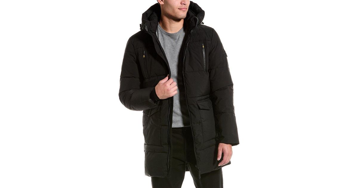 Point Zero Hooded Long Puffer Jacket in Black for Men | Lyst UK