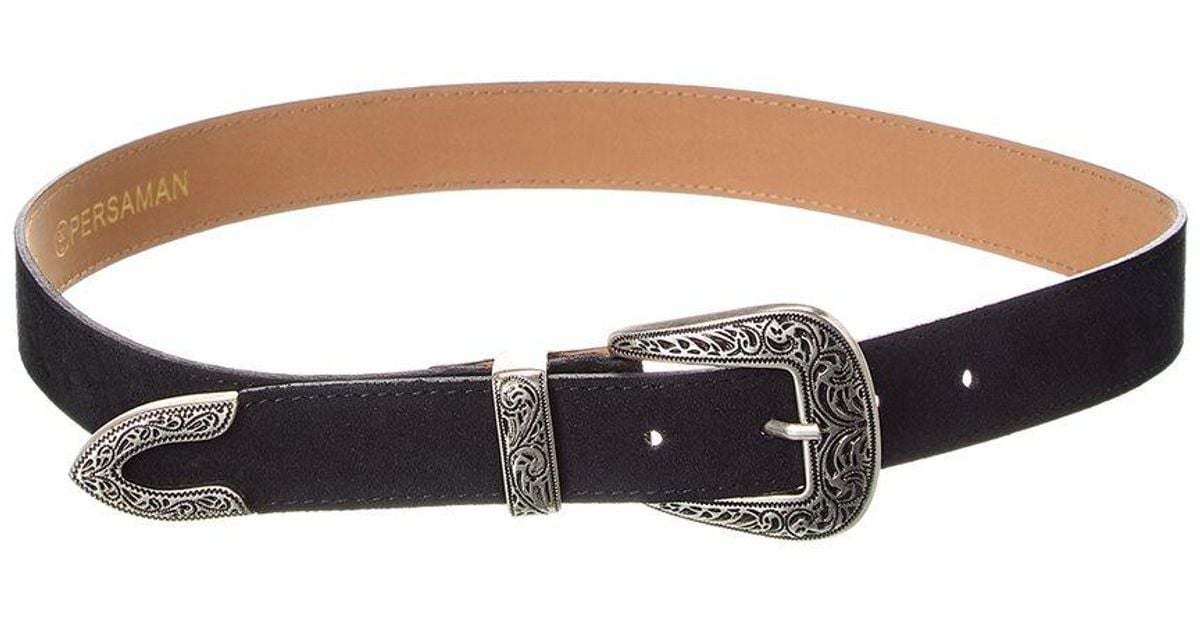 Persaman New York Ivy Suede Belt in Brown | Lyst UK