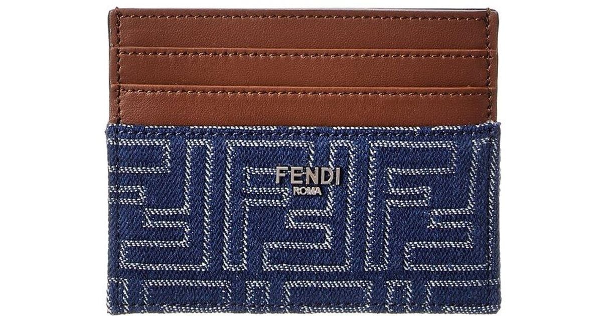 Fendi Ff Denim & Leather Card Case in Blue | Lyst UK