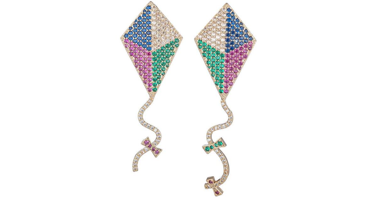Eye Candy LA Flying Kite Cz Drop Earrings in Blue | Lyst
