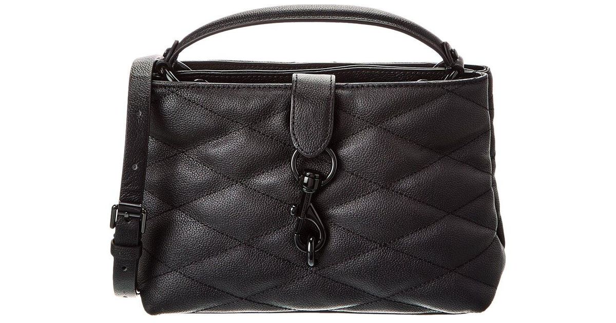 Rebecca Minkoff Edie Top Handle Quilted Leather Satchel in Black | Lyst