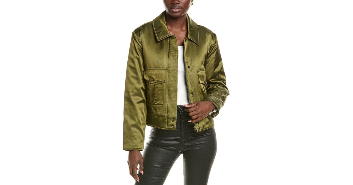 Rag & Bone Colton Satin Jacket in Green | Lyst