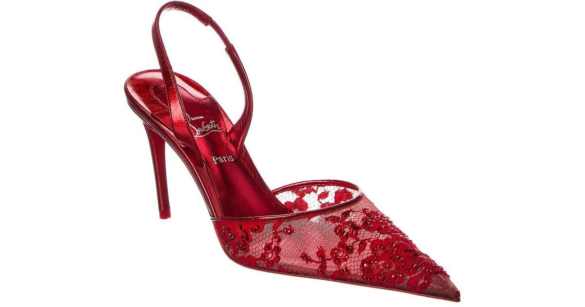Christian Louboutin Kate Max O Sling 85 Lace & Leather Slingback Pump ...