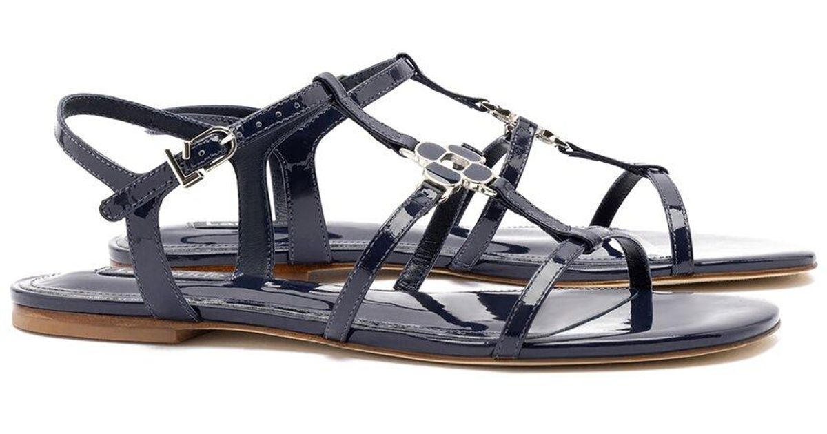 Larroude Larroudé Hana Patent Flat in Blue | Lyst UK