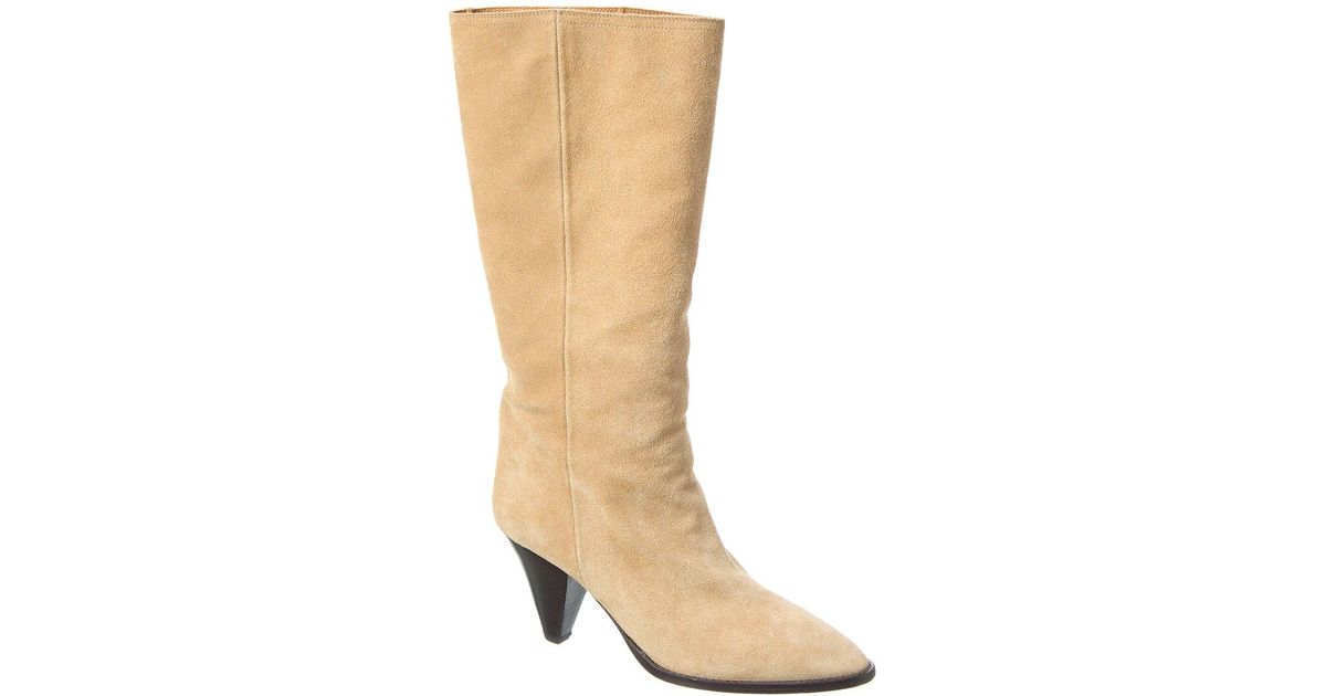 Isabel Marant Rouxa Suede Long Boot in Natural | Lyst