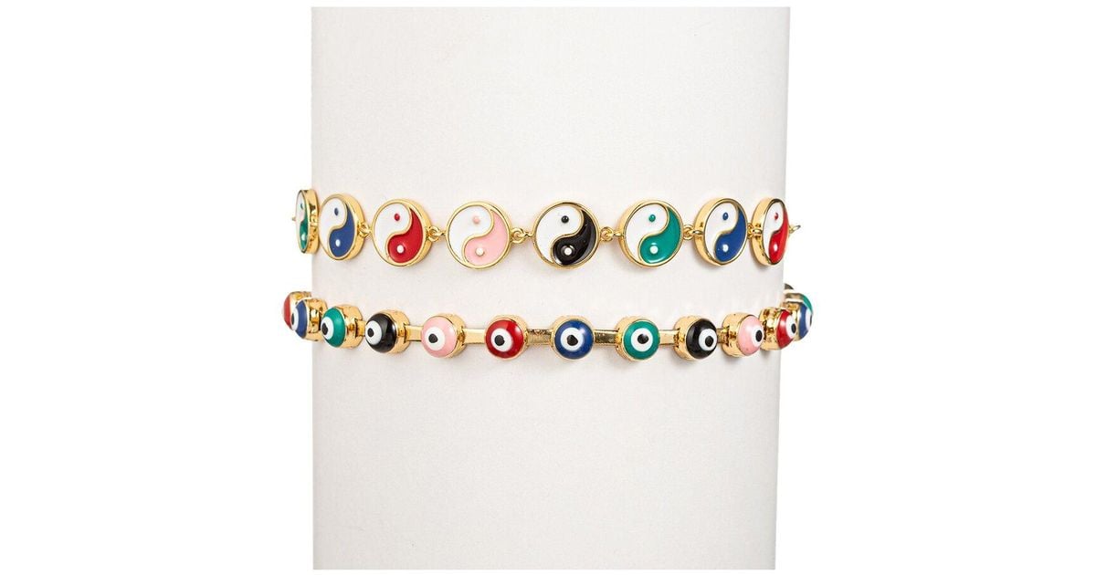 Eye Candy LA The Luxe Collection Enamel Yin Yang & Evil Eye Set Cuff ...