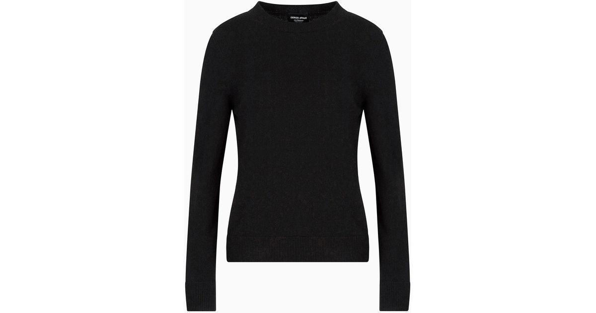 Giorgio Armani Cashmere Sweater With Ribbed Profiles in Black | Lyst UK